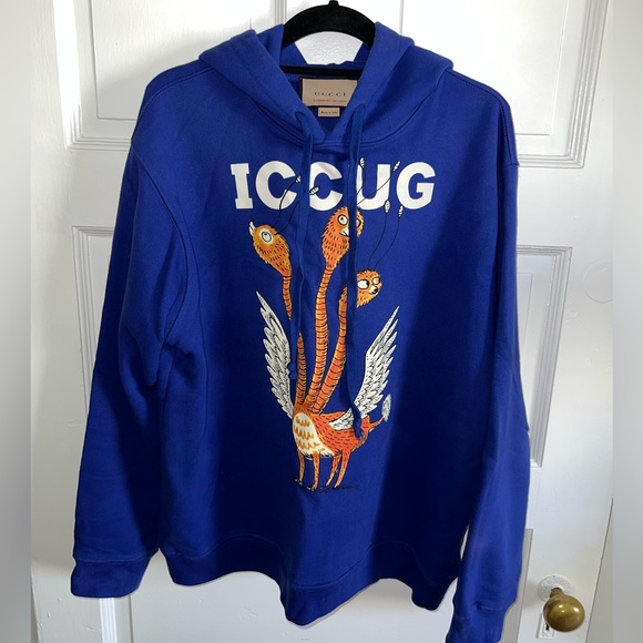 Gucci | Shirts | Gucci X Freya Hartas Iccug Print Hoodie Blue | Poshmark